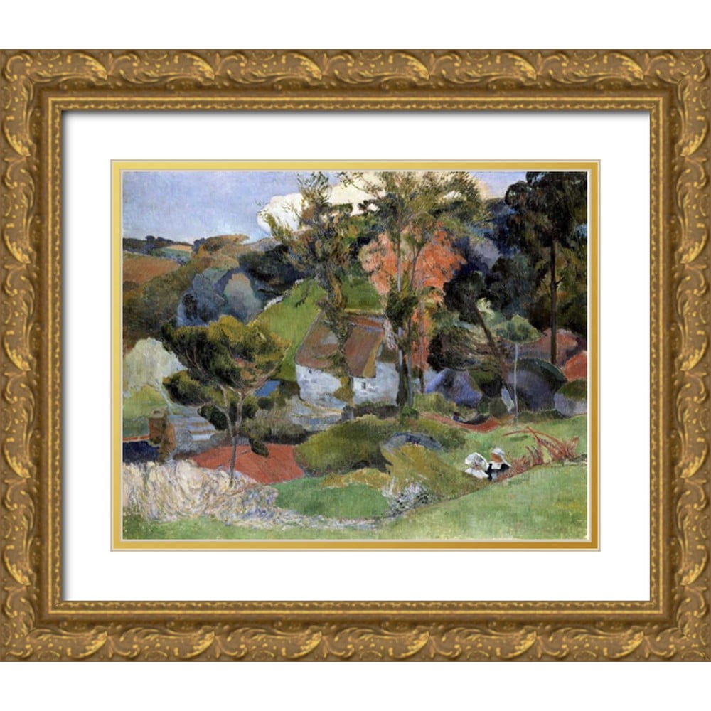 Gauguin, Paul 14x12 Gold Ornate Wood Framed with Double Matting Museum Art Print Titled ...