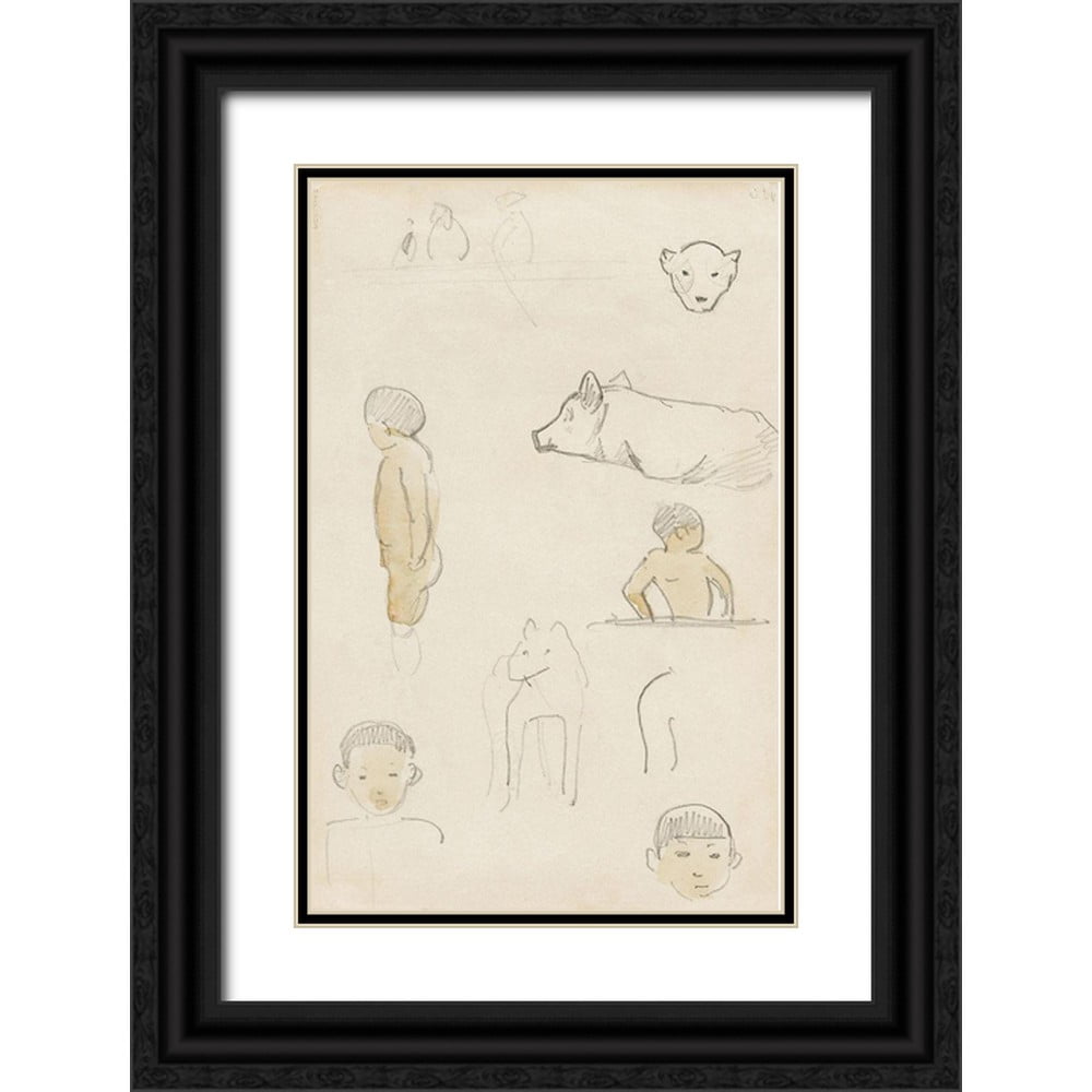 Gauguin, Paul 17x24 Black Ornate Wood Framed with Double Matting Museum ...