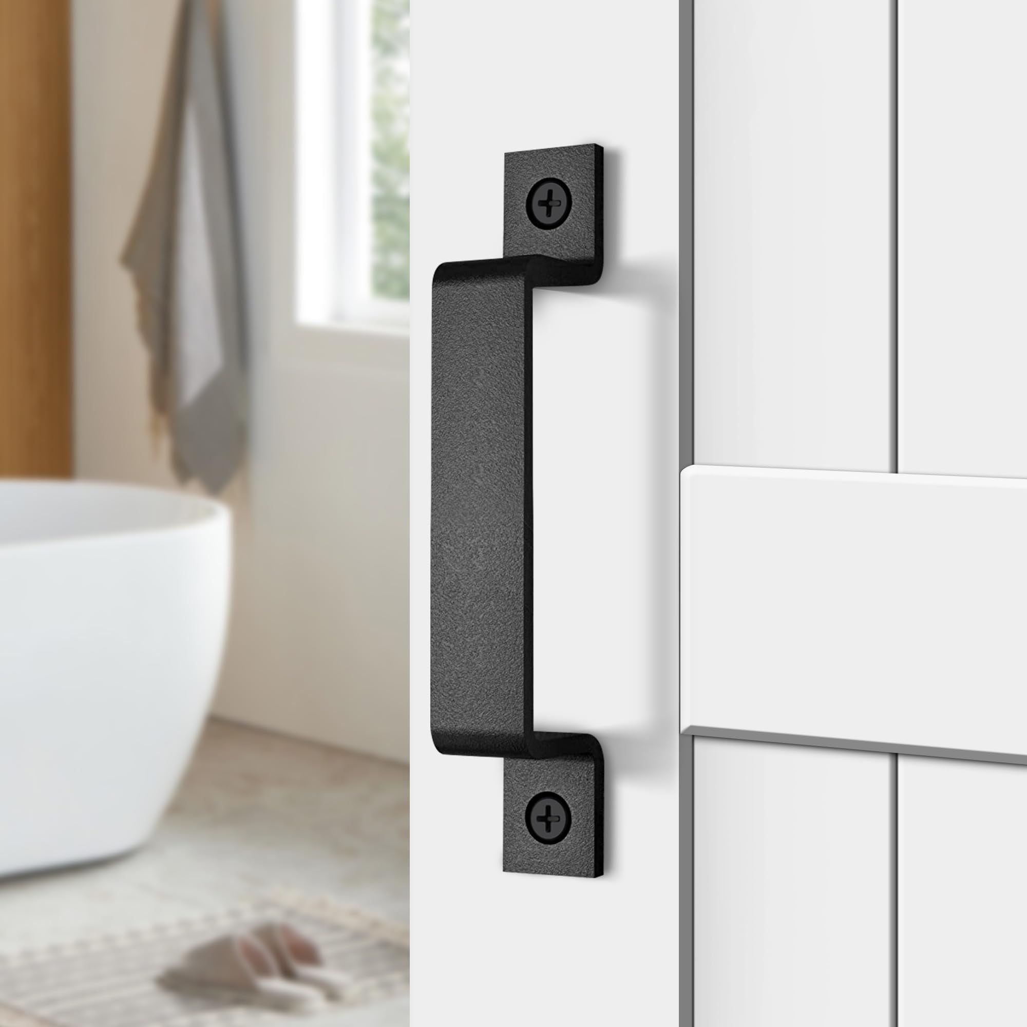 Gaurqiah 6" Barn Door Handle Set, Square Door Pull Handle Set, Rustic ...