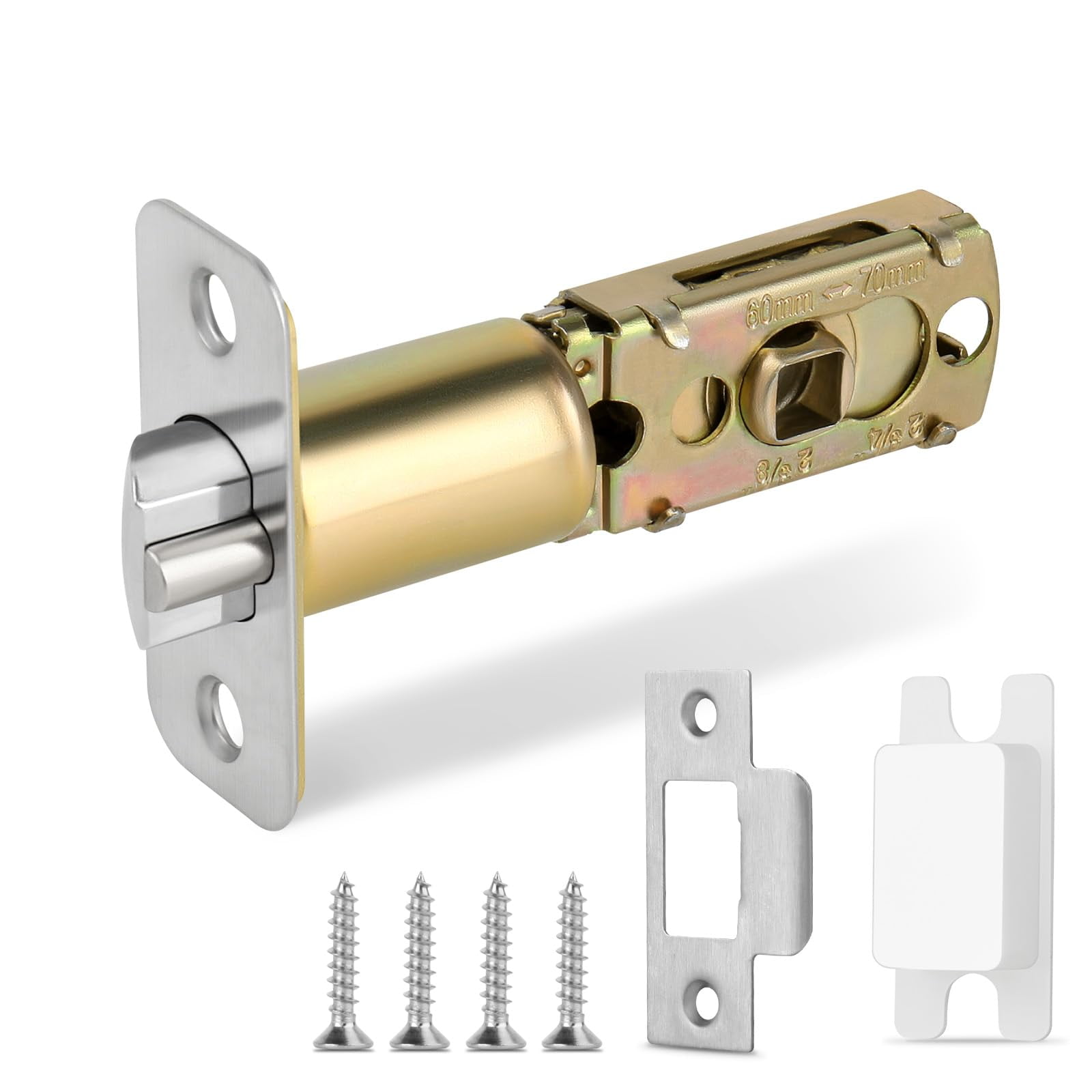 Gaurqiah Adjustable Dead Latch 2-3/8'' or 2-3/4'' for 45° Rotation Entry Door Lock Replacement ...