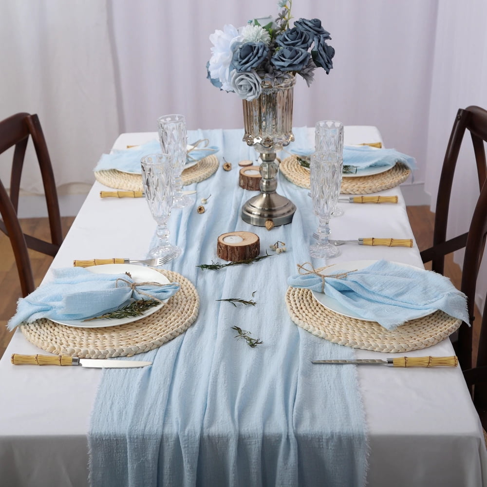 Gauze Cotton Wedding Table Runner Sage Retro Burr Texture Dining ...
