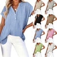Gauze Shirts for Women Casual Cotton Linen Tops Button Down V Neck Long ...