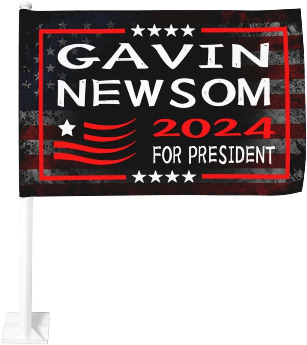 Gavin Newsom 2024 For President Campaign Car Flag 12"x18" Car Window Clip Decor Flags Double ...