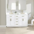 Gavino 60" Wood Vanity in White with Grain White Composite Stone Top no ...