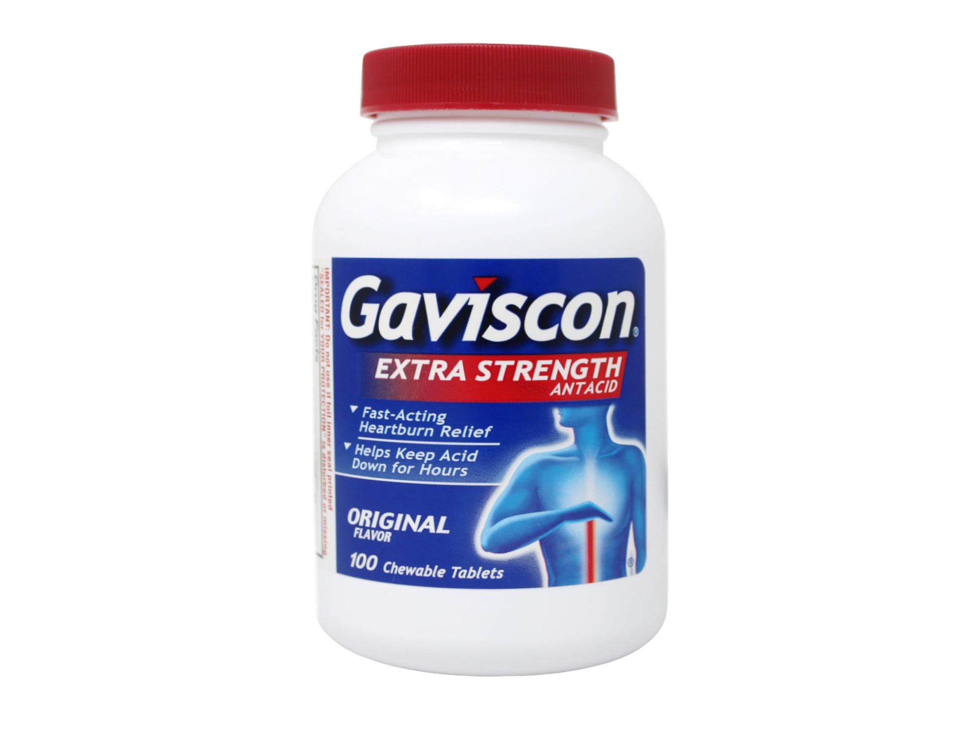 Gaviscon Extra Strength Chewable Antacid Tablets, Original Flavor, 100 ...