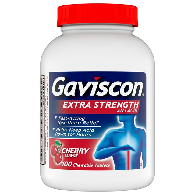 Gaviscon Extra Strength Heartburn Medicine Chewable Tablets, Cherry ...