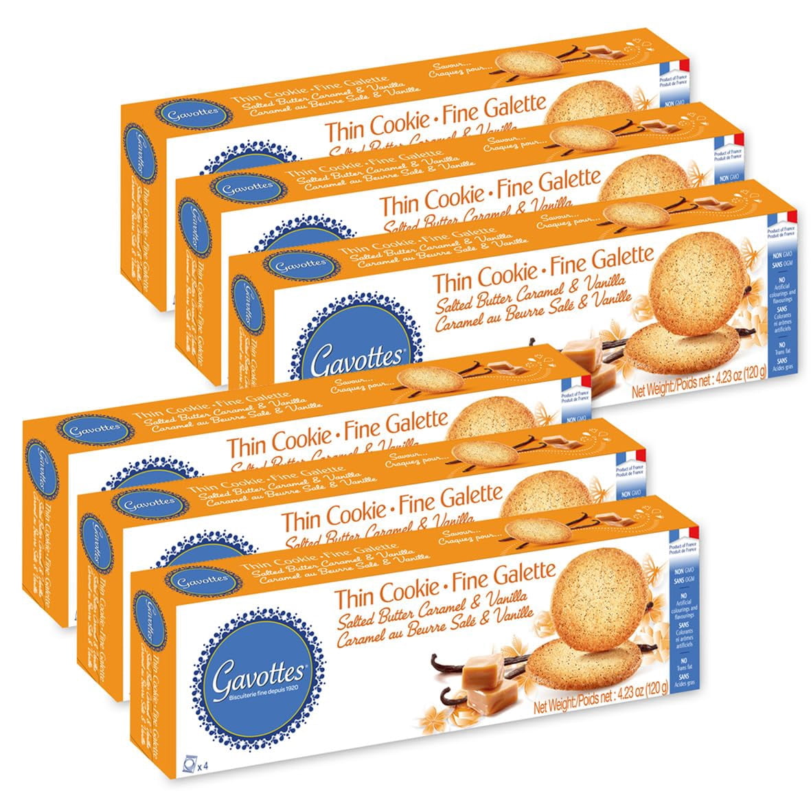 Gavottes French Cookie 6 Box Multipack H2FSD| Caramel & Vanilla Cookies ...