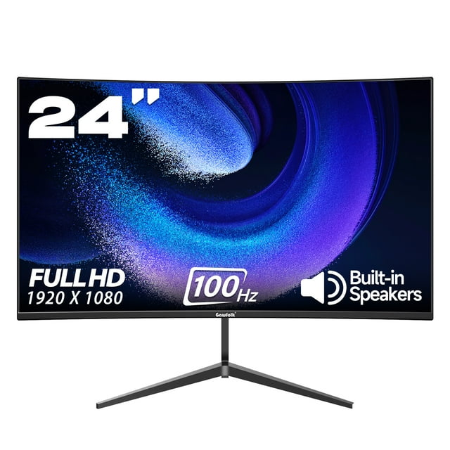 Gawfolk 24 Inch Curved Computer Gaming Monitor 100hz Pc Build In