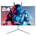 Gawfolk 24 Inch Curved Gaming Monitor,100hz FHD White Computer Monitor ...