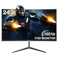 Gawfolk 24 Inch Large Wide Gaming Monitor 165Hz, FHD 1080P Curved PC ...