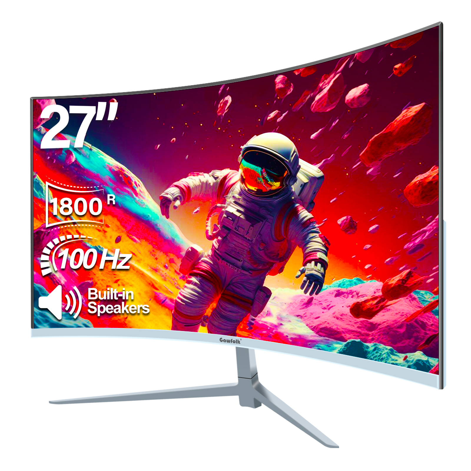 Gawfolk Curved 27 inch Monitor 100hz Full HD（1080p）Computer Gaming ...