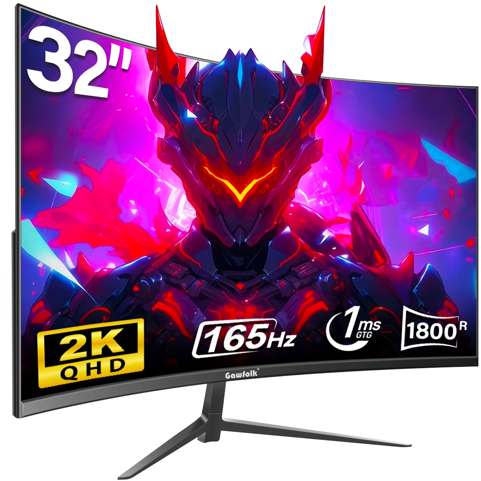 Gawfolk 32" Curved Gaming Monitor 165Hz 1ms 2K QHD FreeSync 98% sRGB ...
