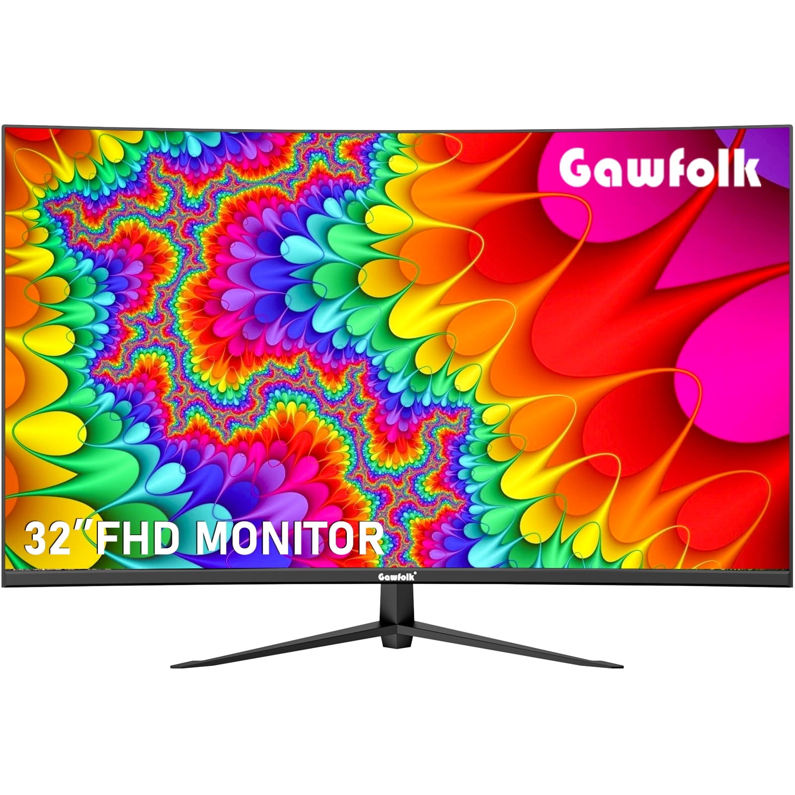 Gawfolk 32 Inch Curved Full HD Monitor, Ultra-Thin Bezel, HDMI VGA ...