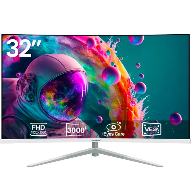 Gawfolk 32 Inch Computer Monitor, Ultra-Thin Zero Frame, Full HD 1920 x ...