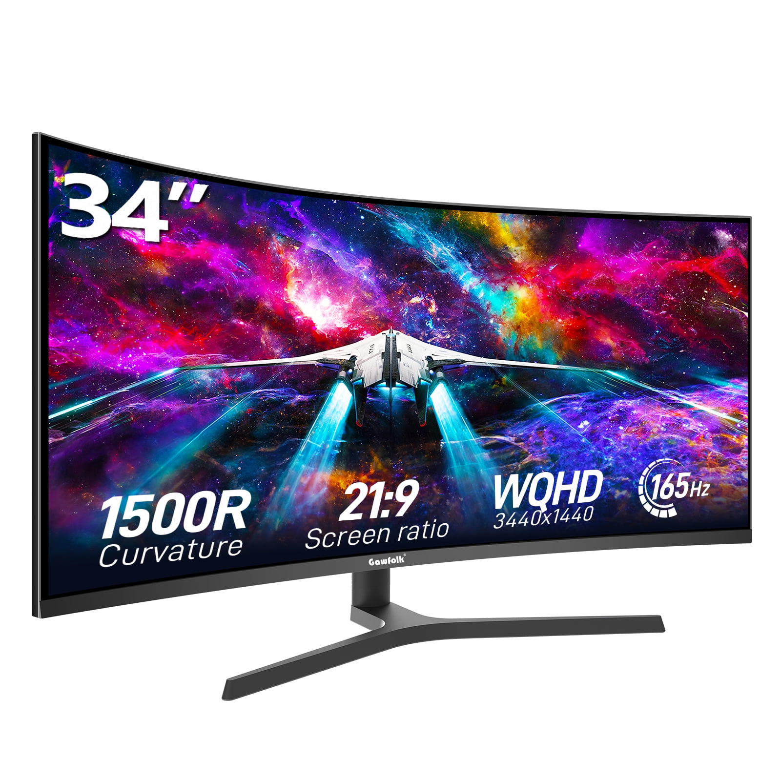 Gawfolk 34-Inch Curved Ultrawide Gaming Monitor 165hz, 1500R PC ...