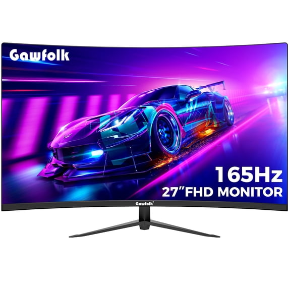 Gawfolk Curved 27 inch Gaming Monitor 165Hz, 144Hz PC Monitor Full HD ...