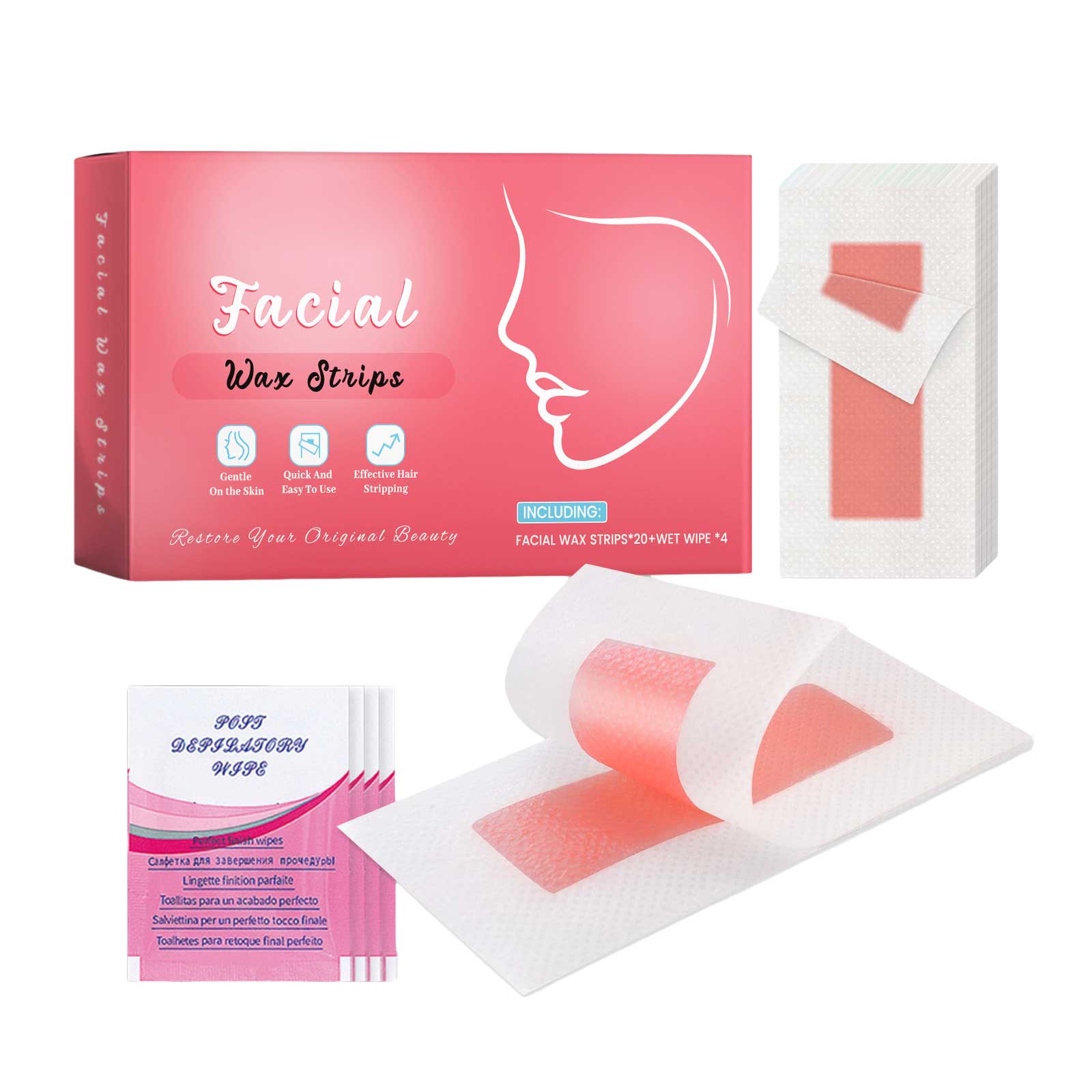Gawie 20PCS Facial Wax Strips for Hair Removal,Facial Hair Removal for ...