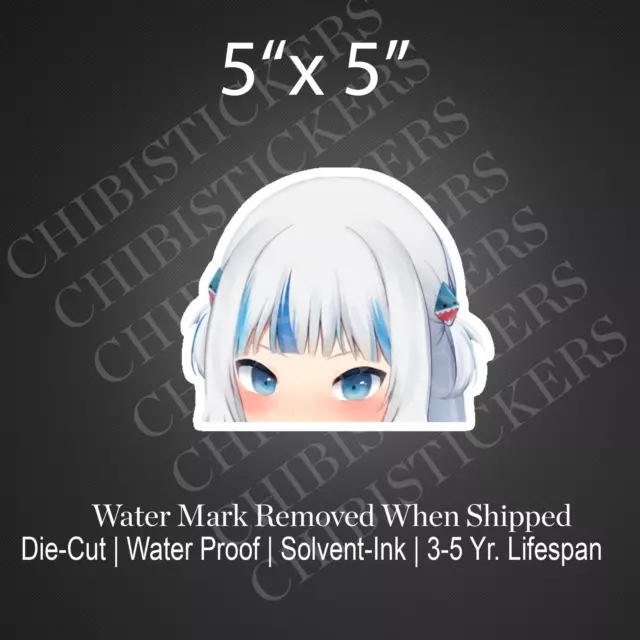 Gawr Gura Hearts Kawaii Chibi Sticker Anime Vinyl Sticker Waterproof ...