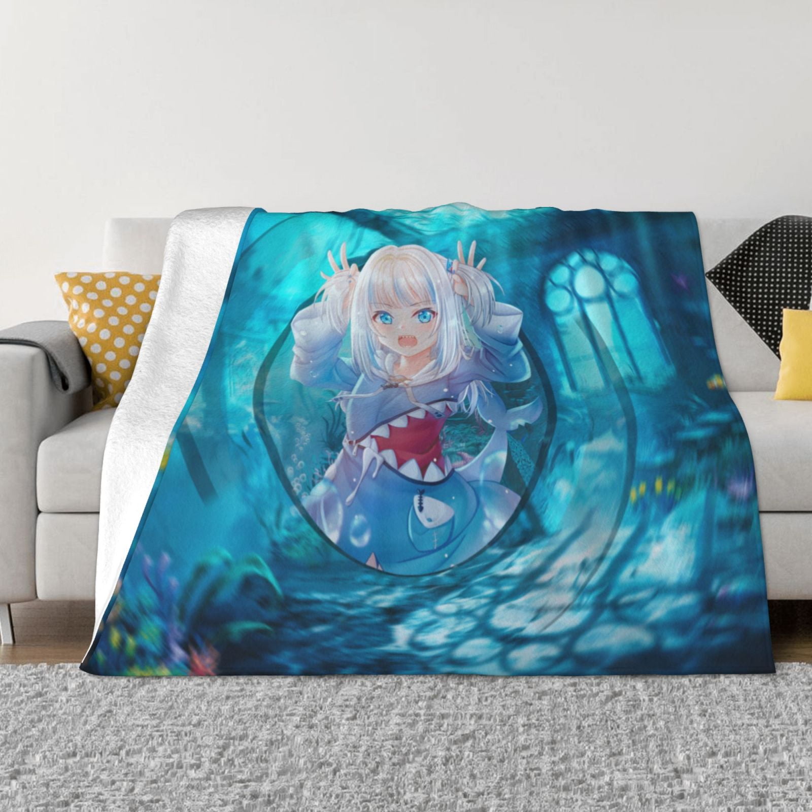 Gawr Gura Throw Blanket Couch Bed Sofa Soft Lightweight Warm Cozy ...