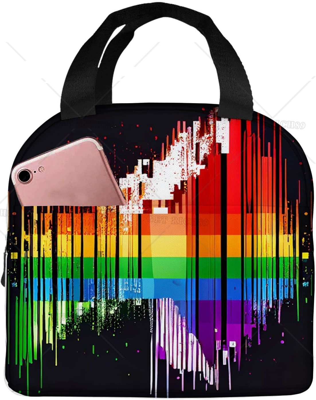 Gay Colorful Heart LGBT Lunch Bag Insulated Heat Retaining Lunch Box ...