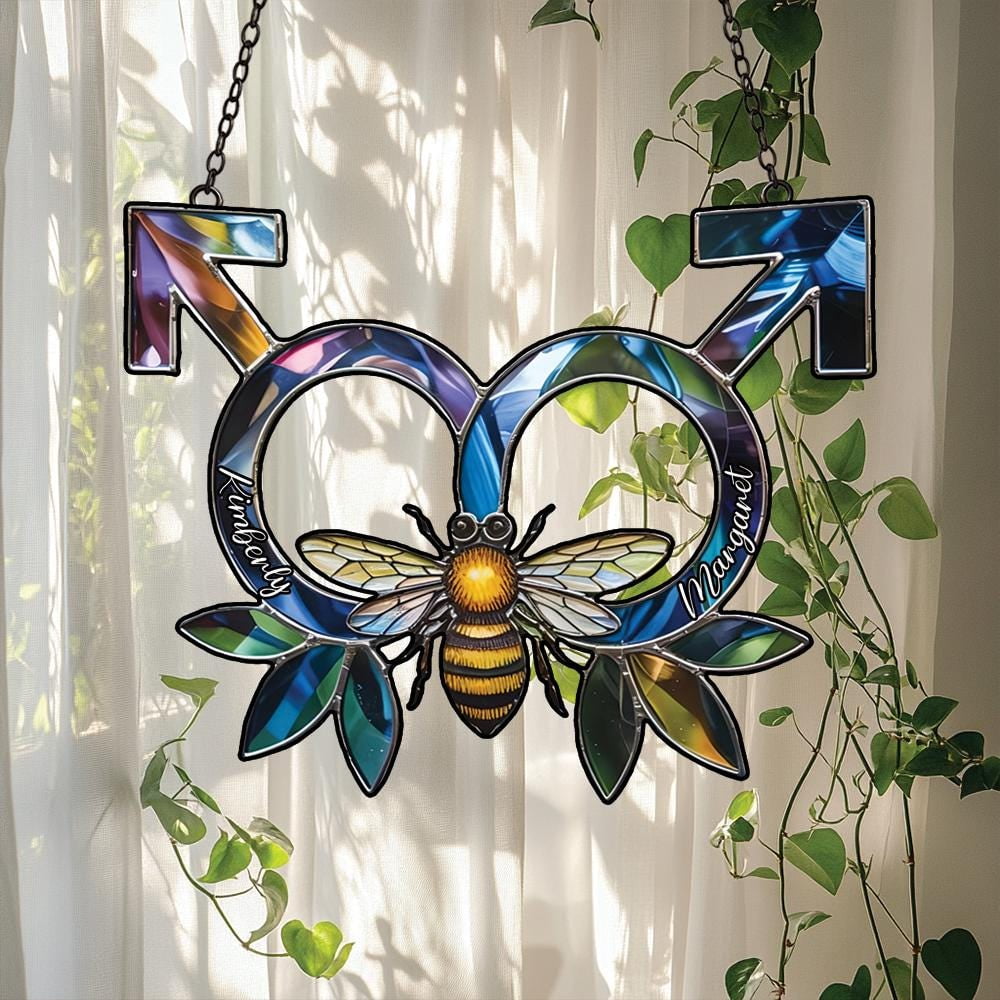 Gay Couple Bee Suncatcher fullxfull Two Male Symbols Forming Heart with ...