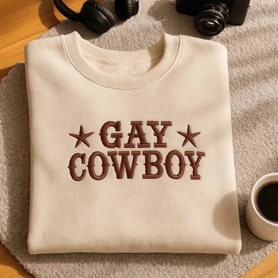 Gay Cowboy Embroidered Sweatshirt, LGBTQ Western Hoodie, Queer Country ...