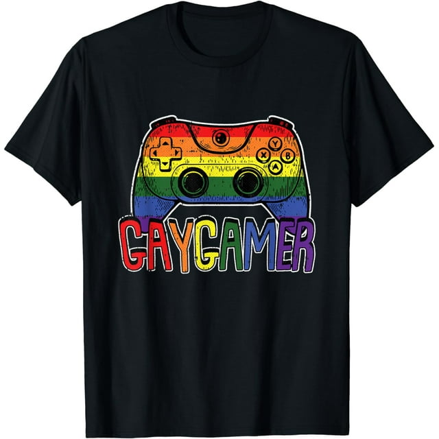 Gay Gamer LGBT-Q Gaming Controller Rainbow Pride Flag Ally T-Shirt ...