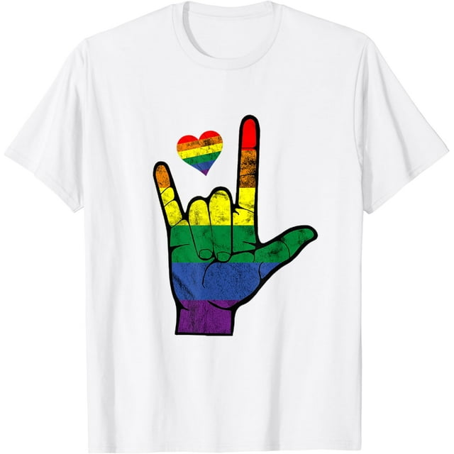 Gay Pride ASL Sign Languages LGBT Deaf Awareness Month T-Shirt ...