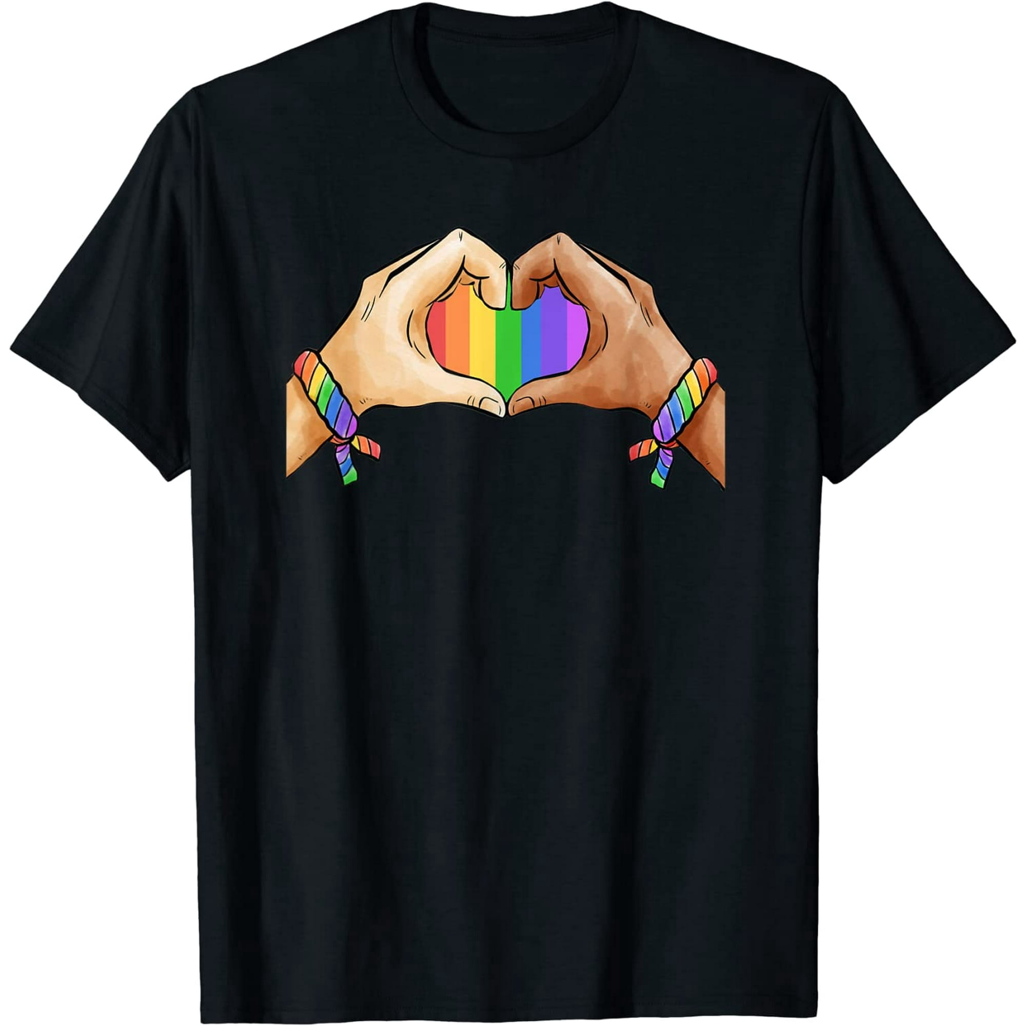 Gay Pride Clothing LGBT Rainbow Flag Heart Unity Cotton T-Shirt ...