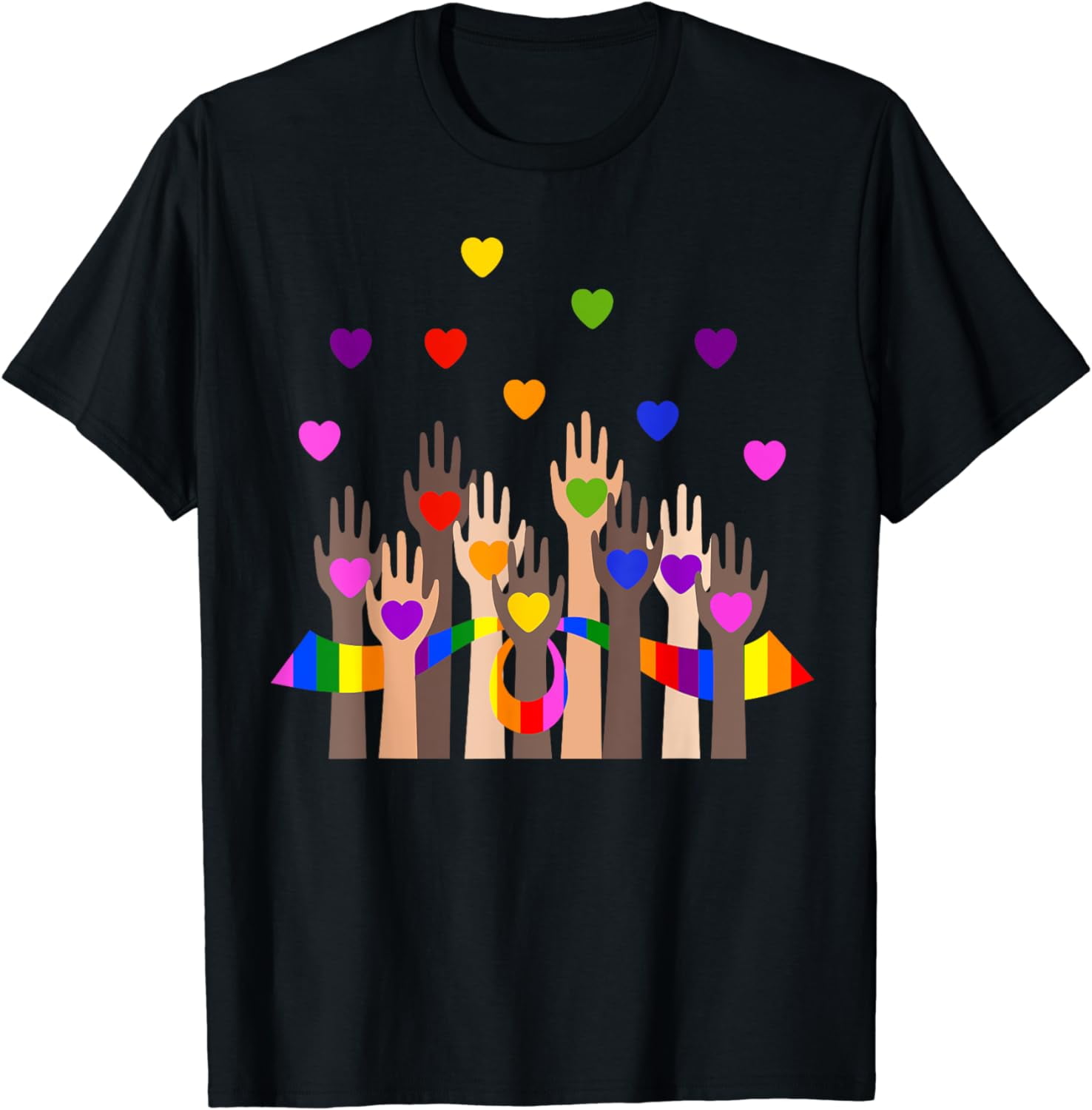 Gay Pride Clothing LGBT Rainbow Flag Heart Unity Proud Ally T-Shirt ...