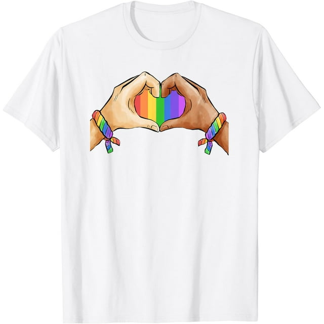 Gay Pride Clothing LGBT Rainbow Flag Heart Unity T-Shirt - Walmart.com
