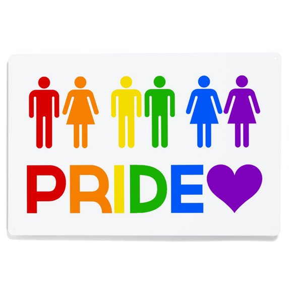 Gay Pride, Couples, Pride Colours (12x18 Aluminum Art, Indoor Outdoor ...