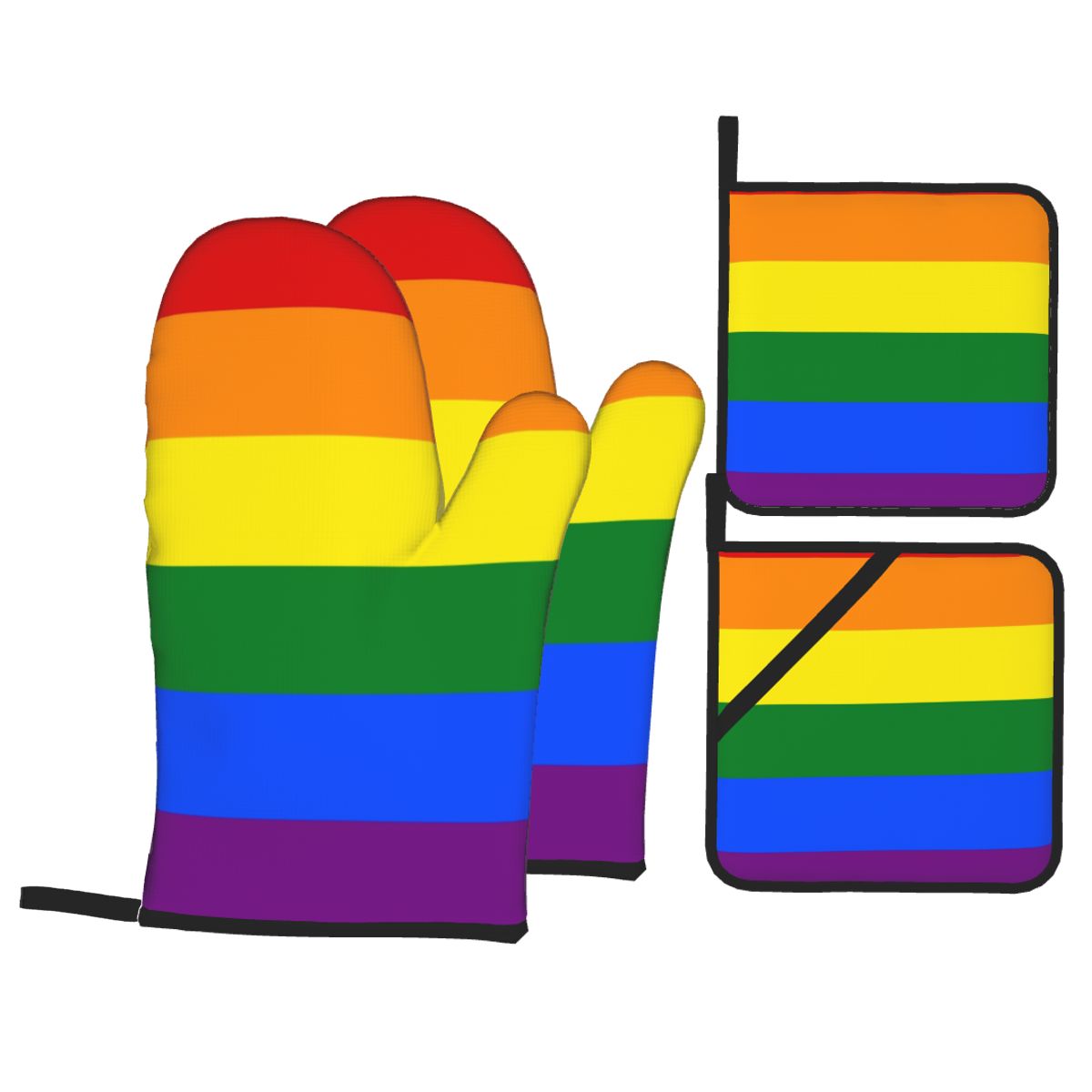 Gay Pride Flag LGBTQ Oven Mitts and Pot Holders Set Heat LGBT BBQ ...