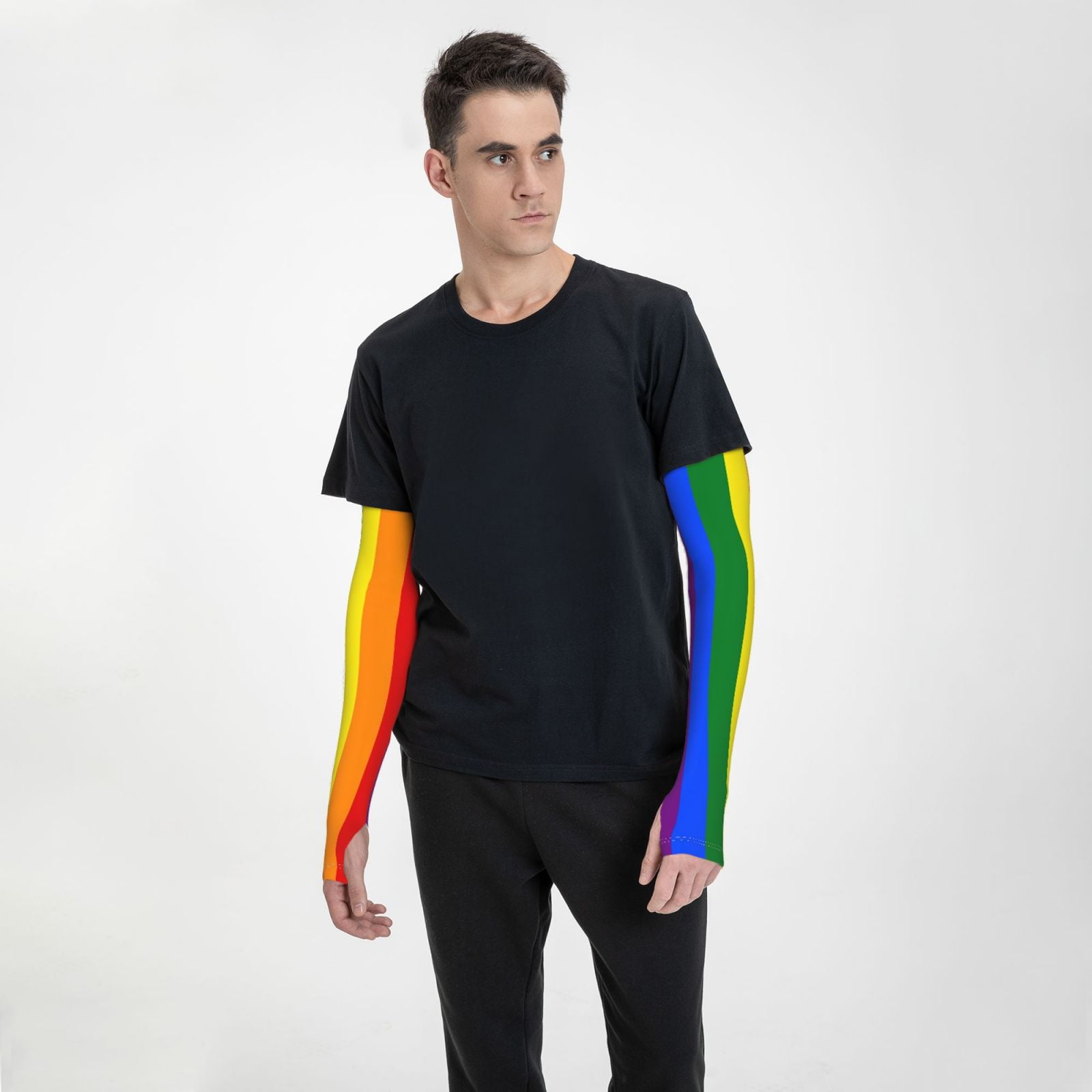 Gay Pride Flag Rainbow Sun Protection Cooling Arm Sleeves With Thumb ...