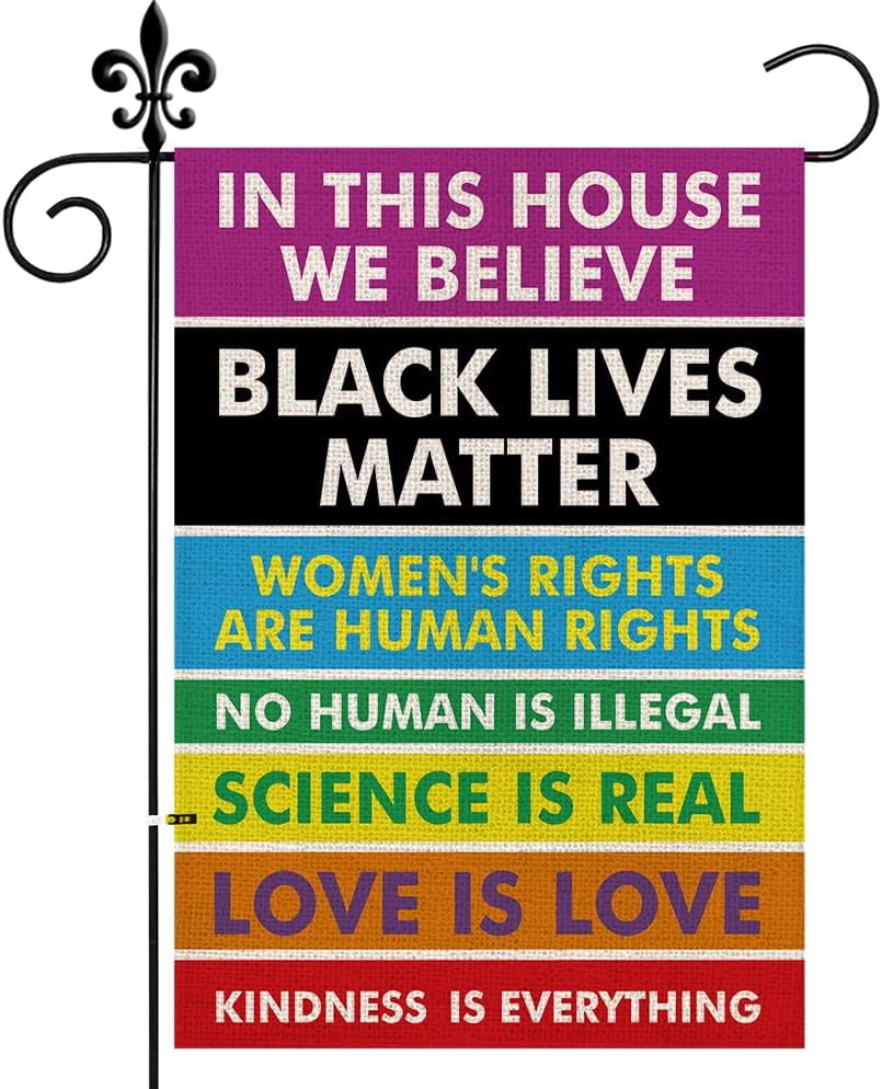 Gay Pride Garden Flag 12x18 Inch for in This House We Believe Science ...