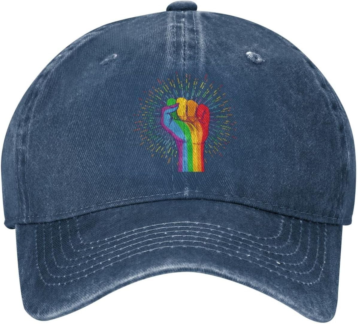 Gay Pride LGBT Concept Distressed Adjustable Washed Denim Mens Dad ...