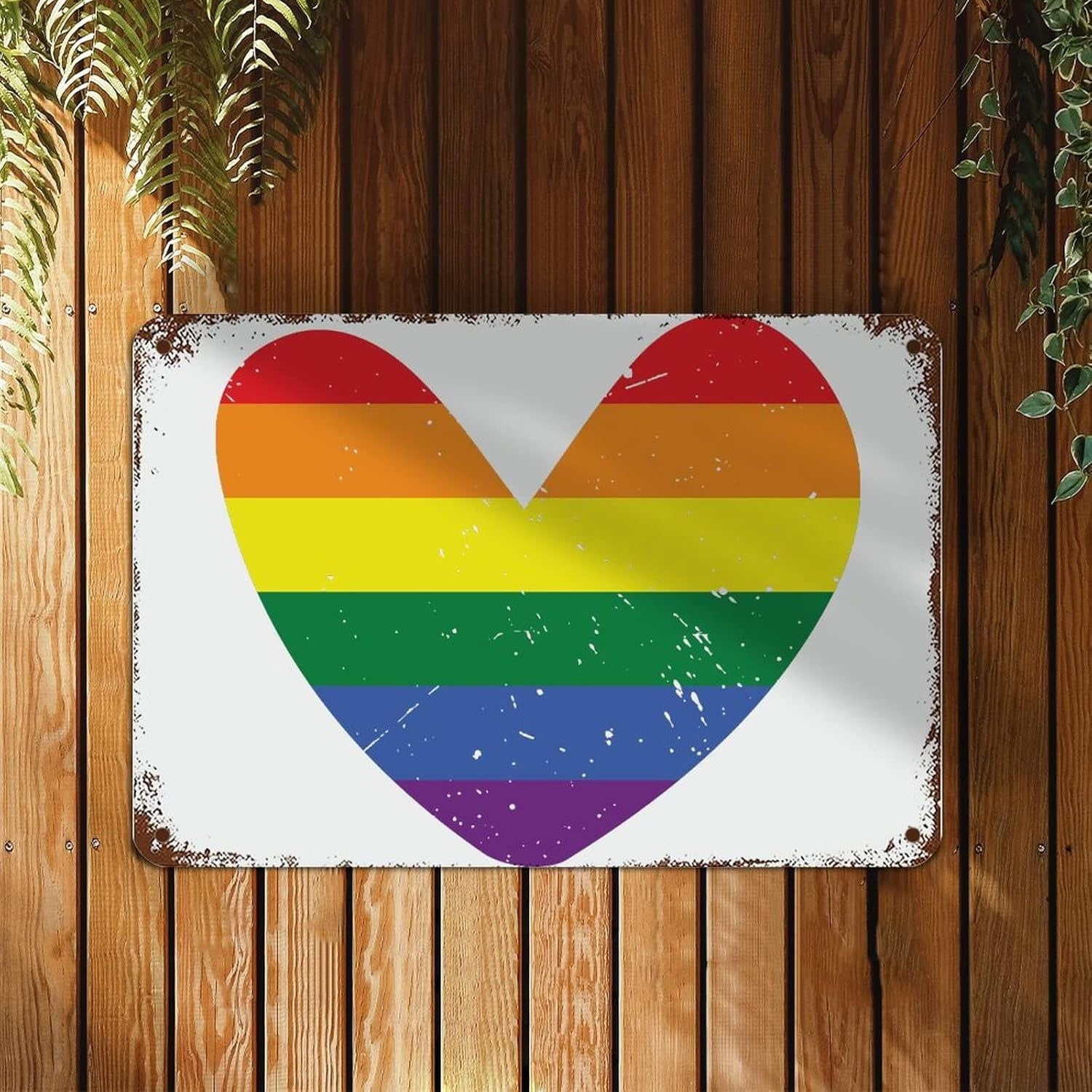 Gay Pride LGBT Rainbow Equalityity Lesbian Metal Sign Rainbow Heart ...