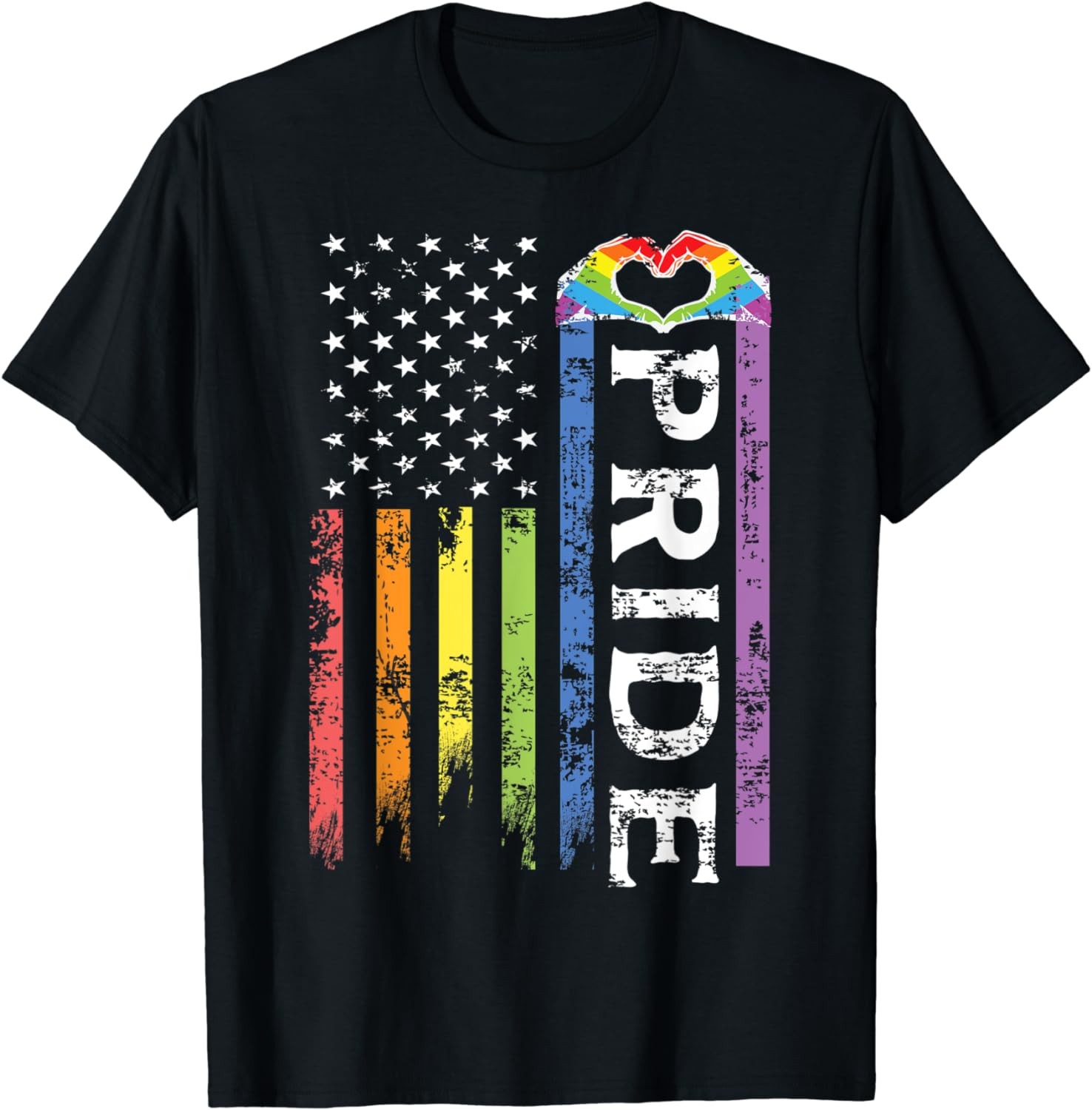 Gay Pride LGBT Rainbow Flag Heart Unity 4th of july T-Shirt - Walmart.com