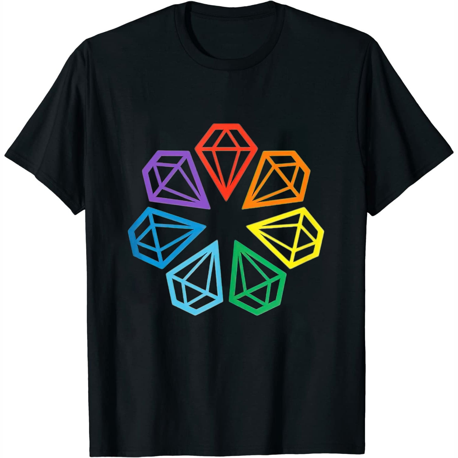 Gay Pride LGBT Rainbow minimalist polygon diamonds T Shirt Black Large ...