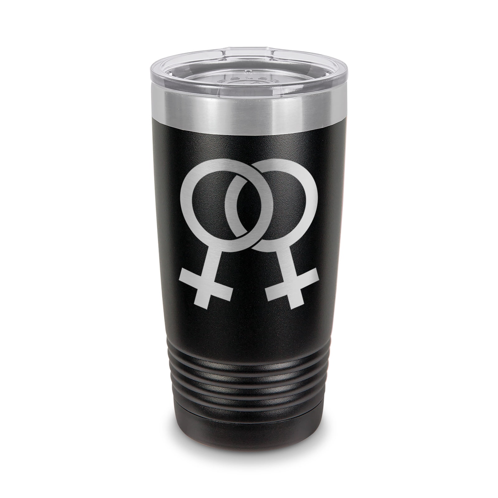 Gay Pride Lesbian Symbol Tumbler 20 oz - Laser Engraved w/ Clear Lid ...