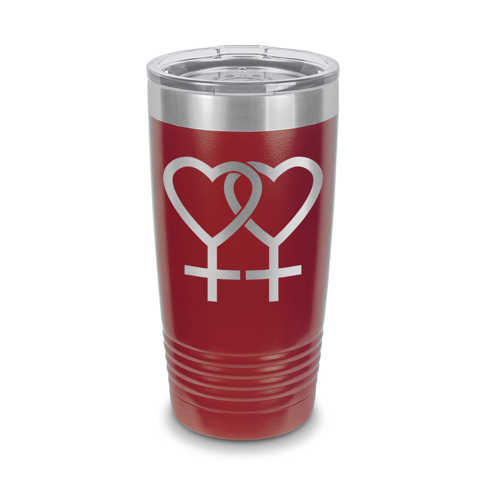 Gay Pride Lesbian Symbol Tumbler 20 Oz Laser Engraved W Clear Lid