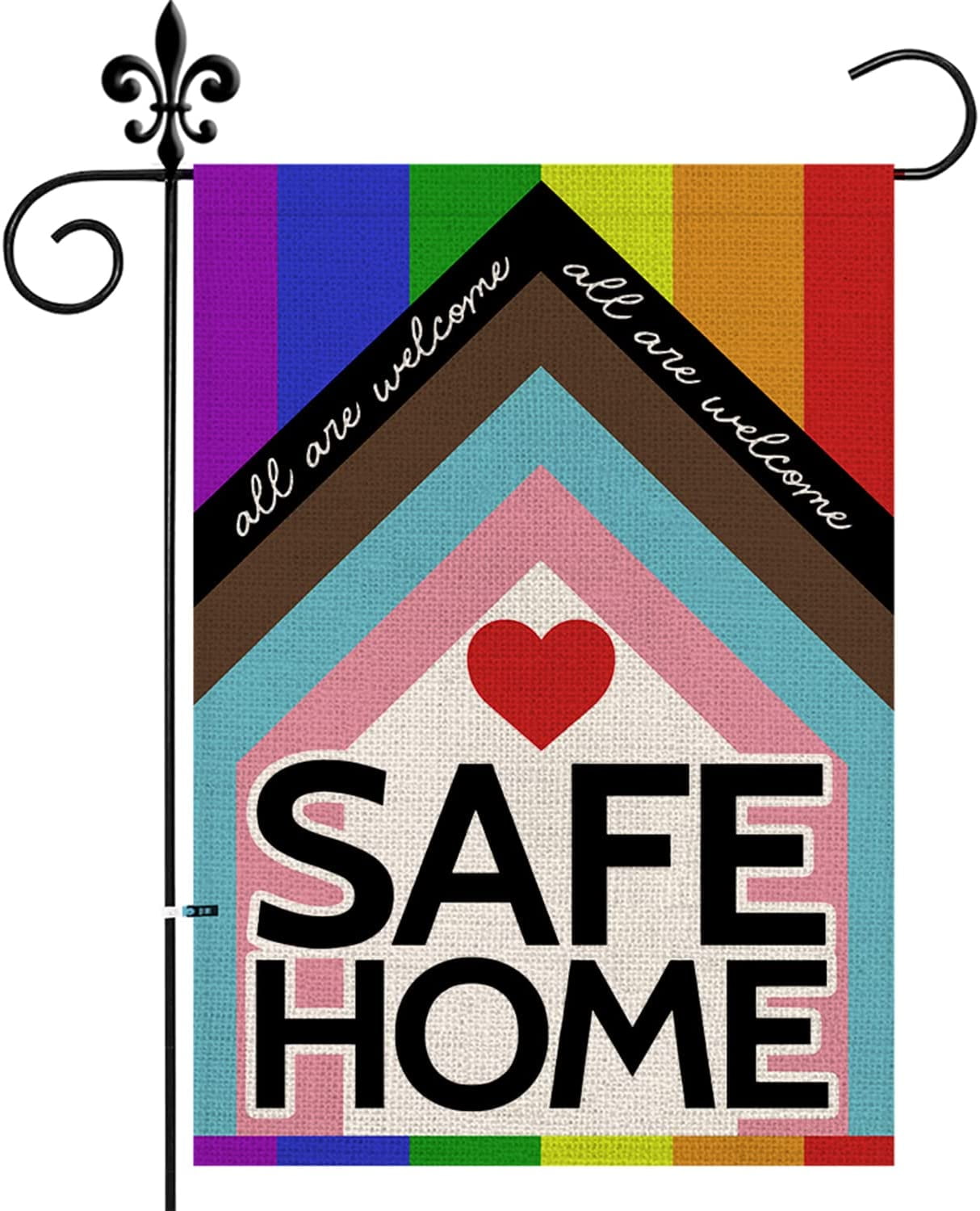 Gay Pride Progress Garden Flag 12x18 Inch Rainbow LGBT Safe Home Yard ...