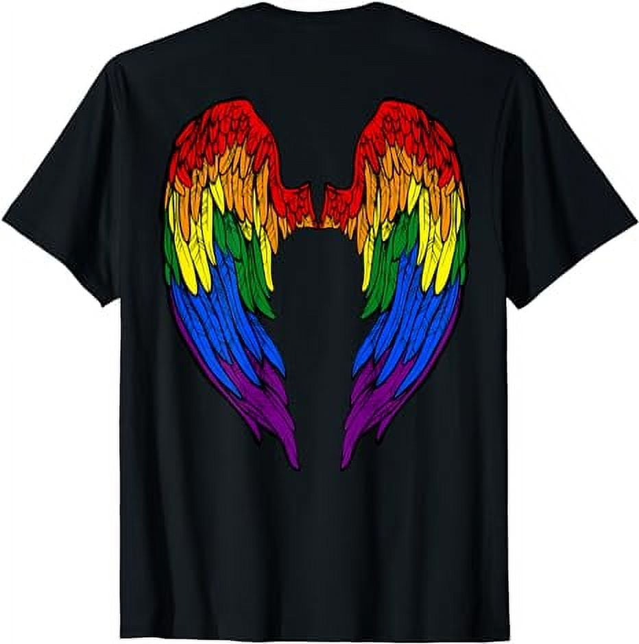 Gay Pride Rainbow Angels Wings Back Design T-Shirt - Walmart.com