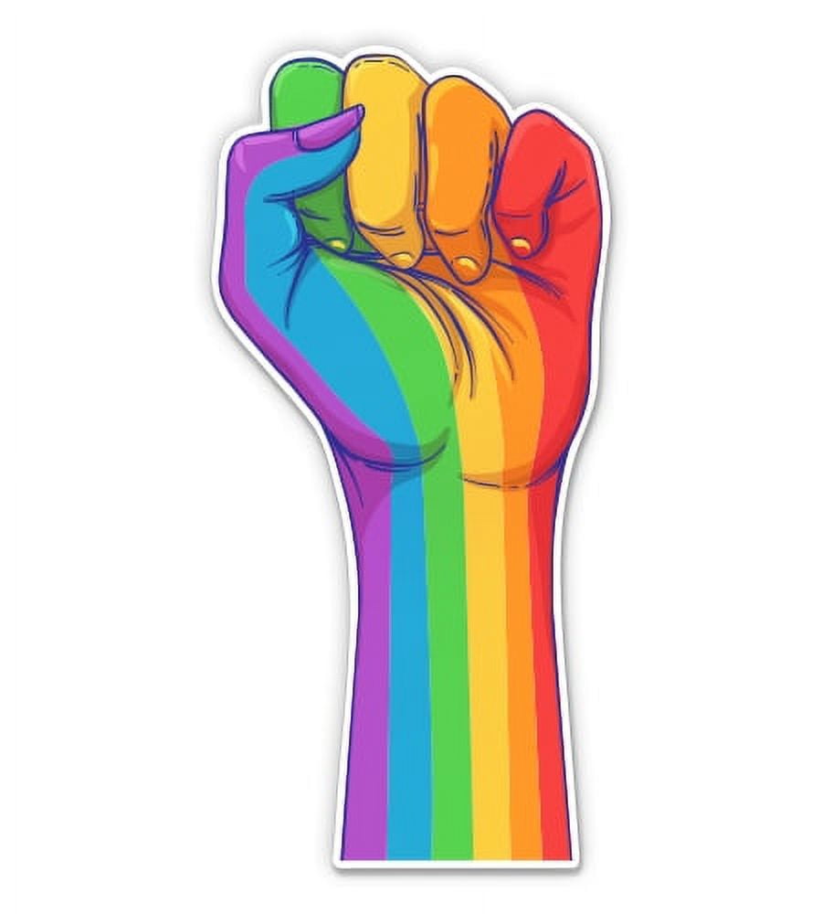 Gay Pride Rainbow Fist Resist - 12" Vinyl Sticker Waterproof Decal ...