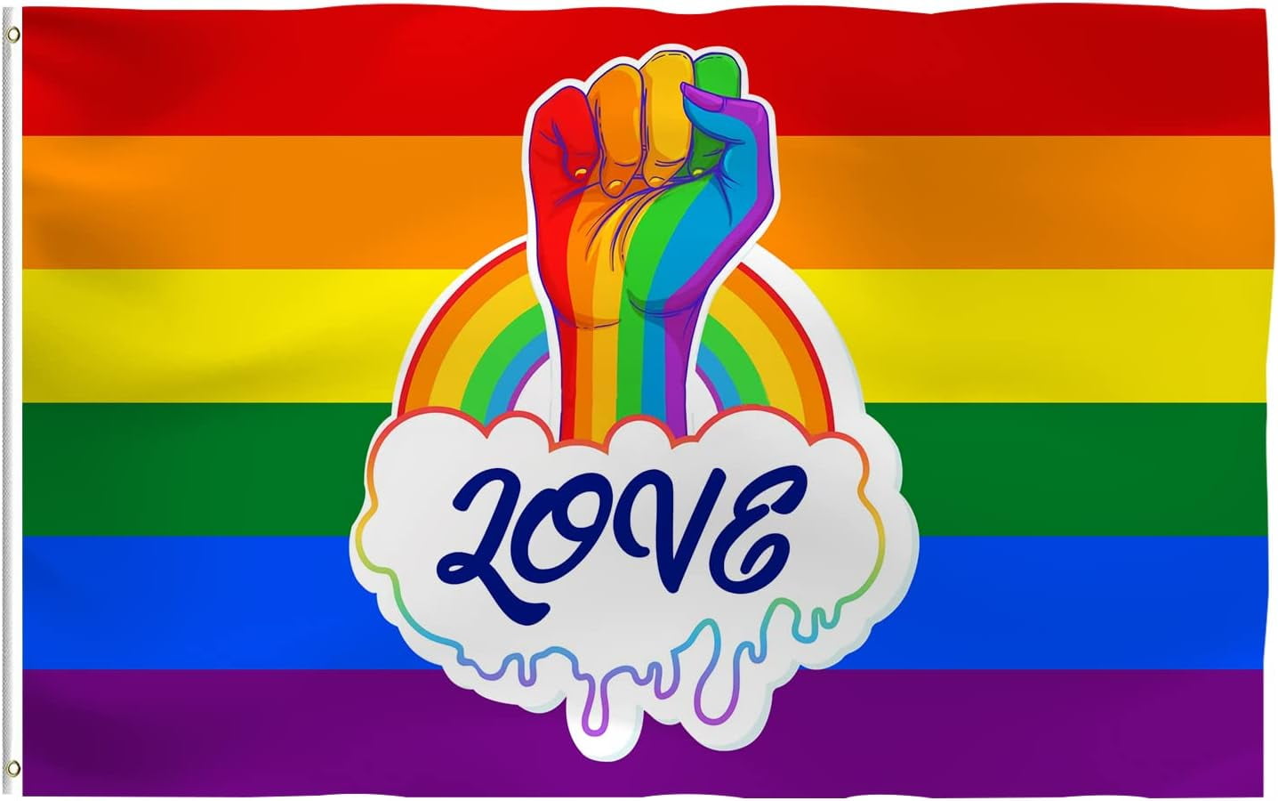 Gay Pride Rainbow Flag LGBT Fist Banner LGBTQ Lesbian Gay Bisexual ...