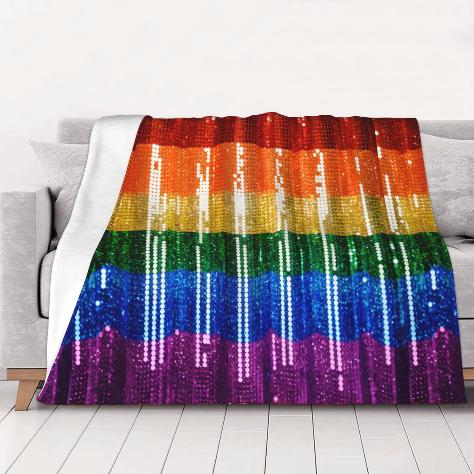 Gay Pride Rainbow Flag Throws Blanket Fleece Soft Cozy Warm Plush for ...