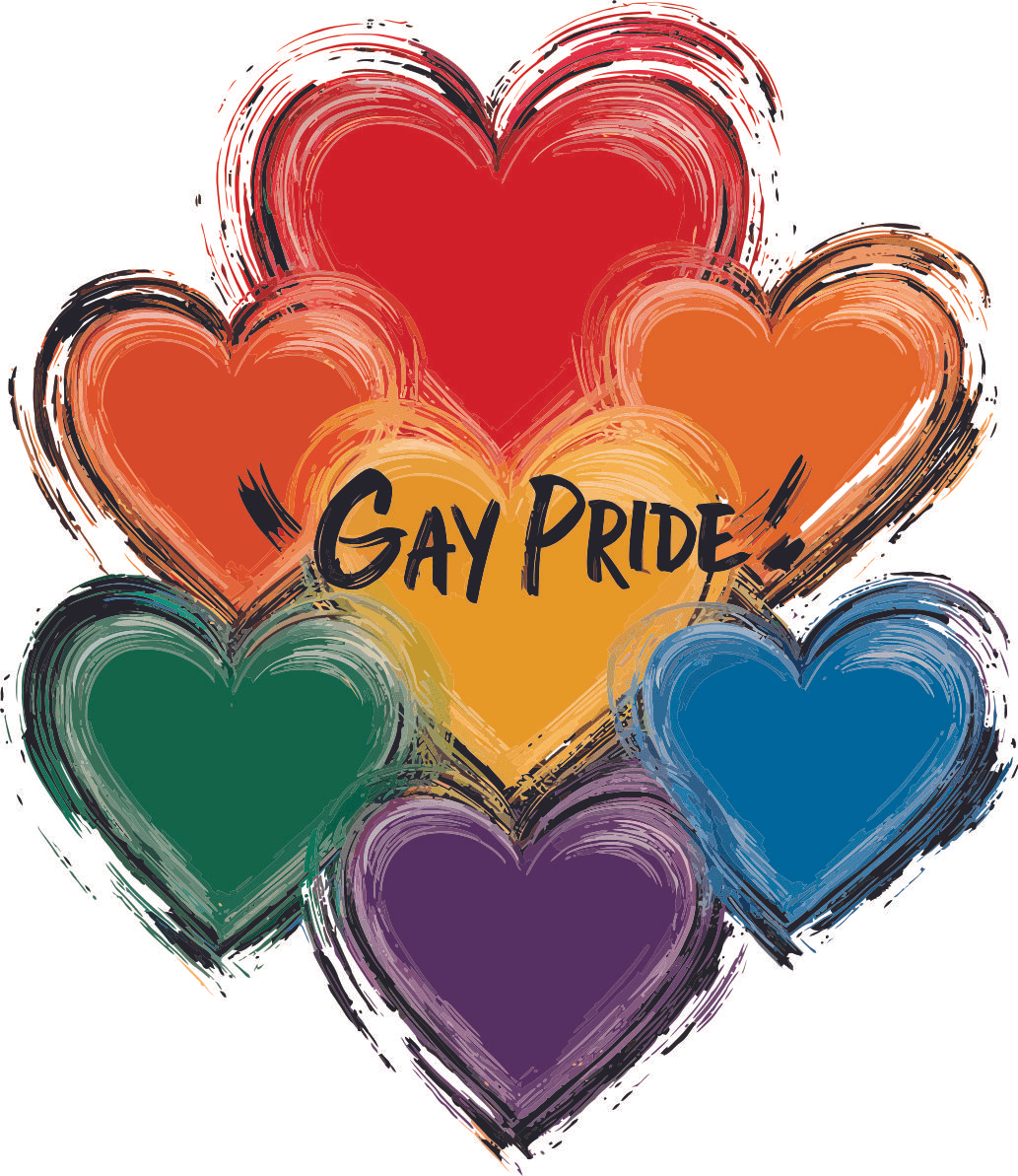 Gay Pride Rainbow Hearts LGBTQ Heart Colorful Print Wall Art Sticker ...