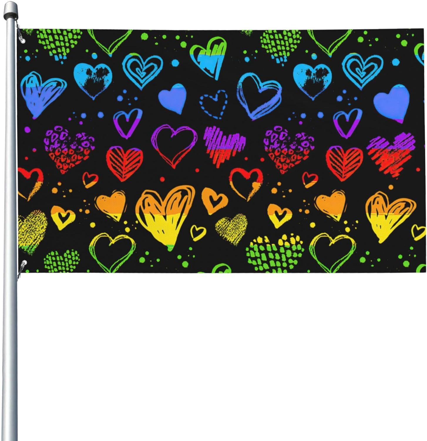 Gay Pride Rainbow LGBT Colorful Hearts Flag For Indoor Home House Decor ...