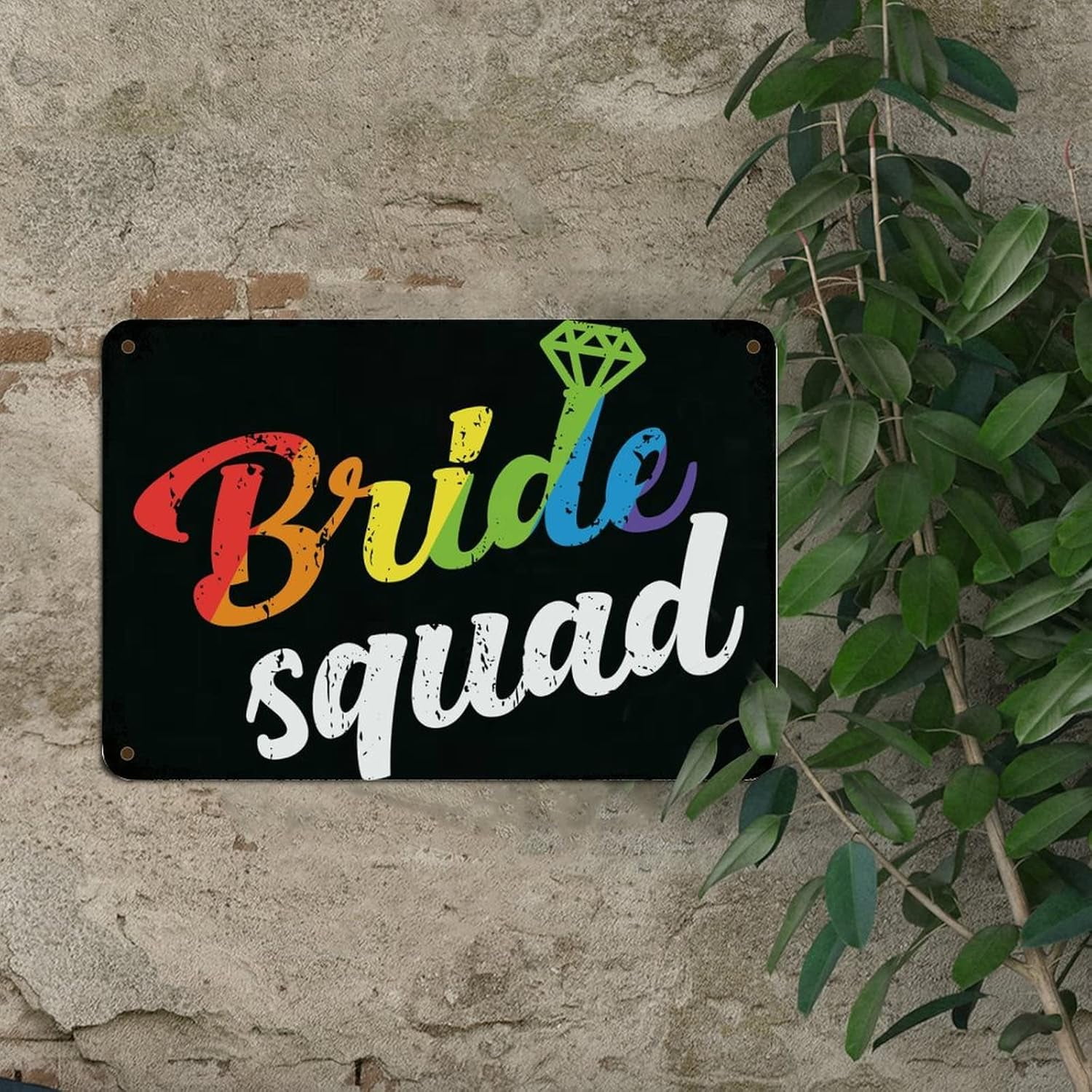 Gay Pride Rainbow LGBT Same Gay Metal Tin Sign Bride Squad Lesbian ...