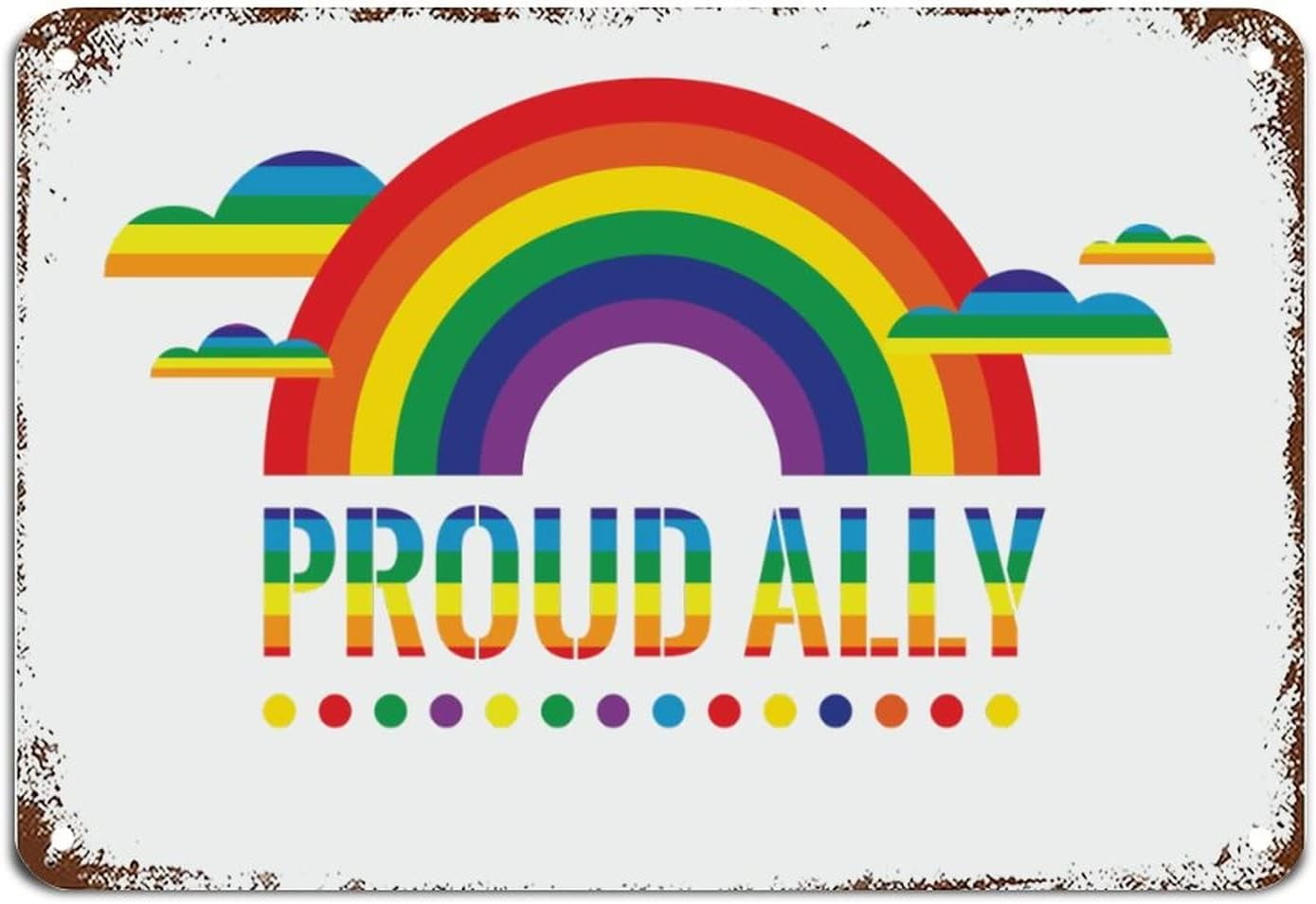 Gay Pride Rainbow LGBT Same Gay Metal Tin Sign Proud Rainbow Cloud Gay ...